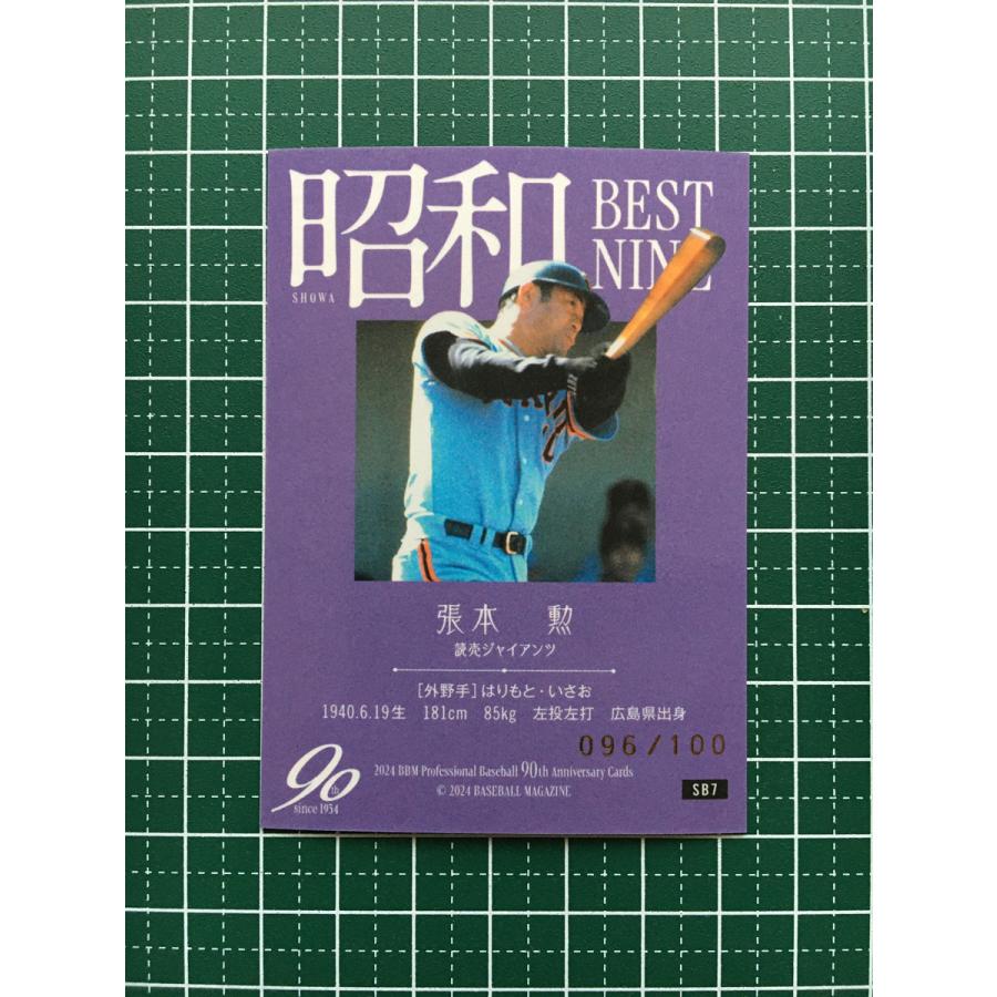 ★BBM 2024 プロ野球 90周年カード 90th #SB7 張本勲[読売ジャイアンツ／巨人]「昭和ベストナイン」銀紙緑箔サイン版 100枚限定★ : カードショップ テソーロ ヤフー店 ...