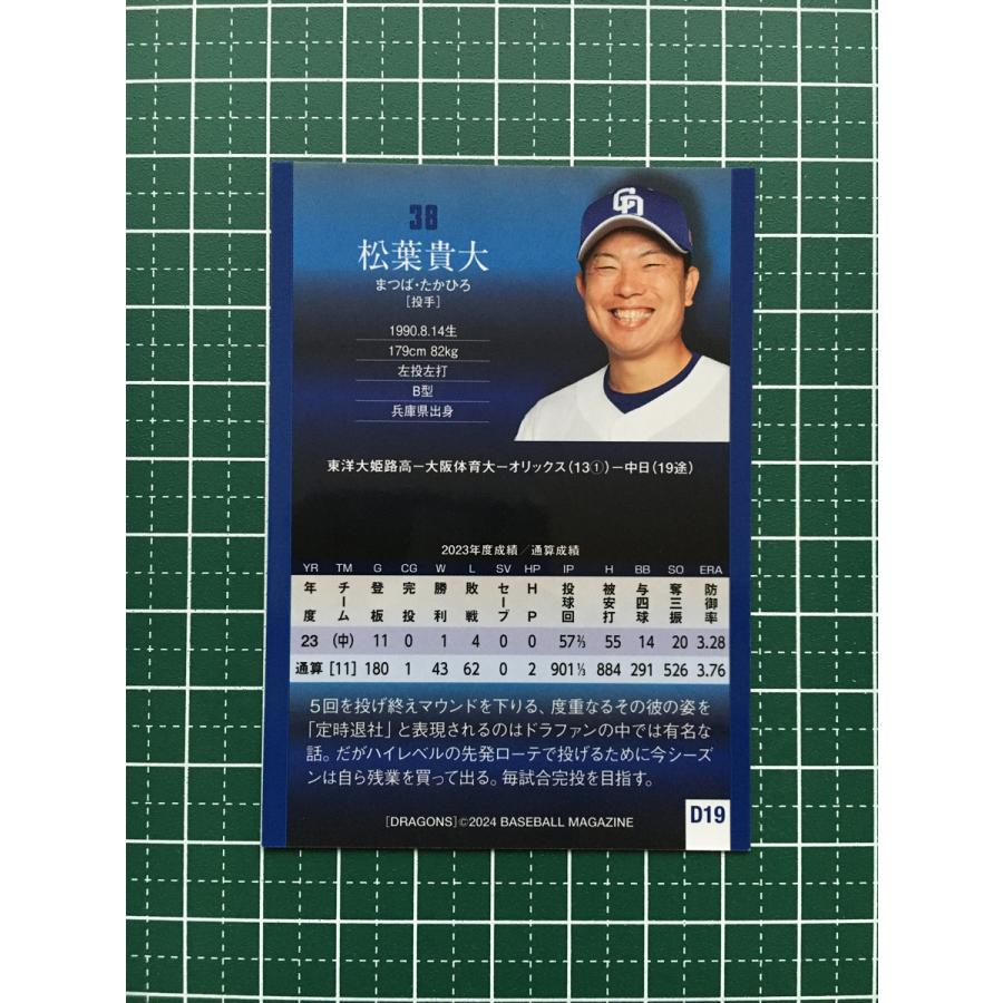 ★BBM 2024 ベースボールカード #D19 松葉貴大[中日ドラゴンズ]レギュラーカード★ :BBM-2024-DRAGONS-0019:カードショップ テソーロ ヤフー店 - 通販 ...
