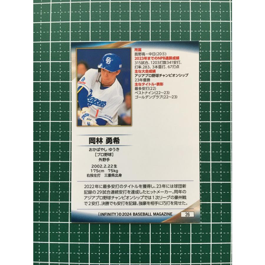 ★BBM 2024 スポーツトレーディングカード INFINITY #26 岡林勇希[プロ野球／中日ドラゴンズ]レギュラーカード★ : カードショップ テソーロ ヤフー店 - 通販 ...