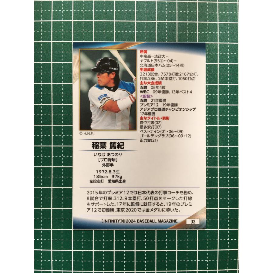 ★BBM 2024 スポーツトレーディングカード INFINITY #03 稲葉篤紀[プロ野球]レギュラーカード キラカード版★ : カードショップ テソーロ ヤフー店 - 通販 ...