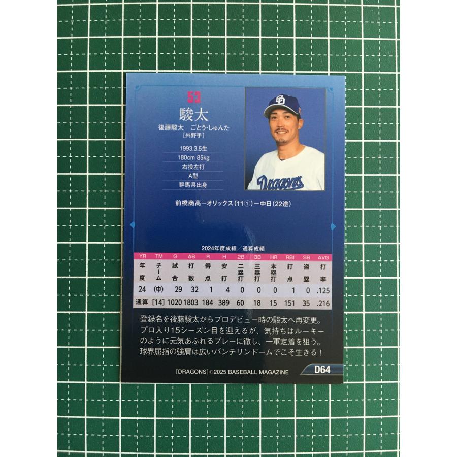 ★BBM 2025 ベースボールカード #D64 後藤駿太[中日ドラゴンズ]レギュラーカード★ : カードショップ テソーロ ヤフー店 - 通販 - Yahoo!ショッピング