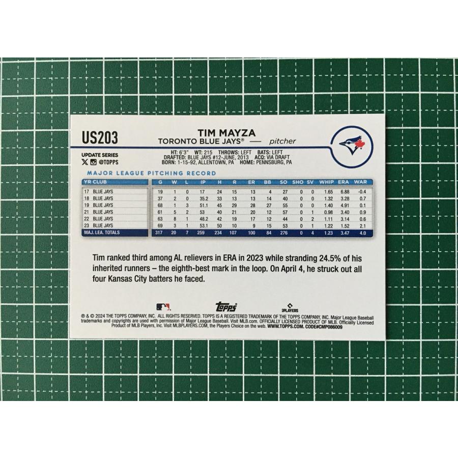 ★TOPPS MLB 2024 UPDATE #US203 TIM MAYZA[TORONTO BLUE JAYS]ベースカード「BASE ...