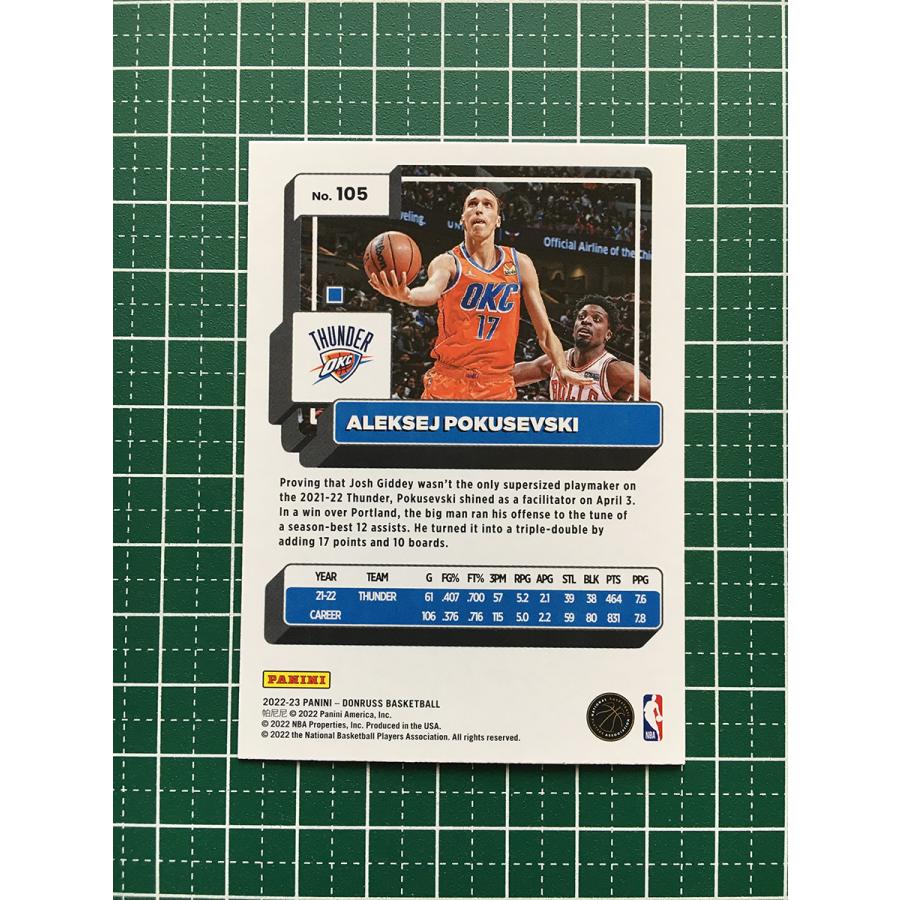 ★PANINI 2022-23 NBA DONRUSS #105 ALEKSEJ POKUSEVSKI[OKLAHOMA CITY THUNDER]ベースカード「BASE」★ :NBA ...