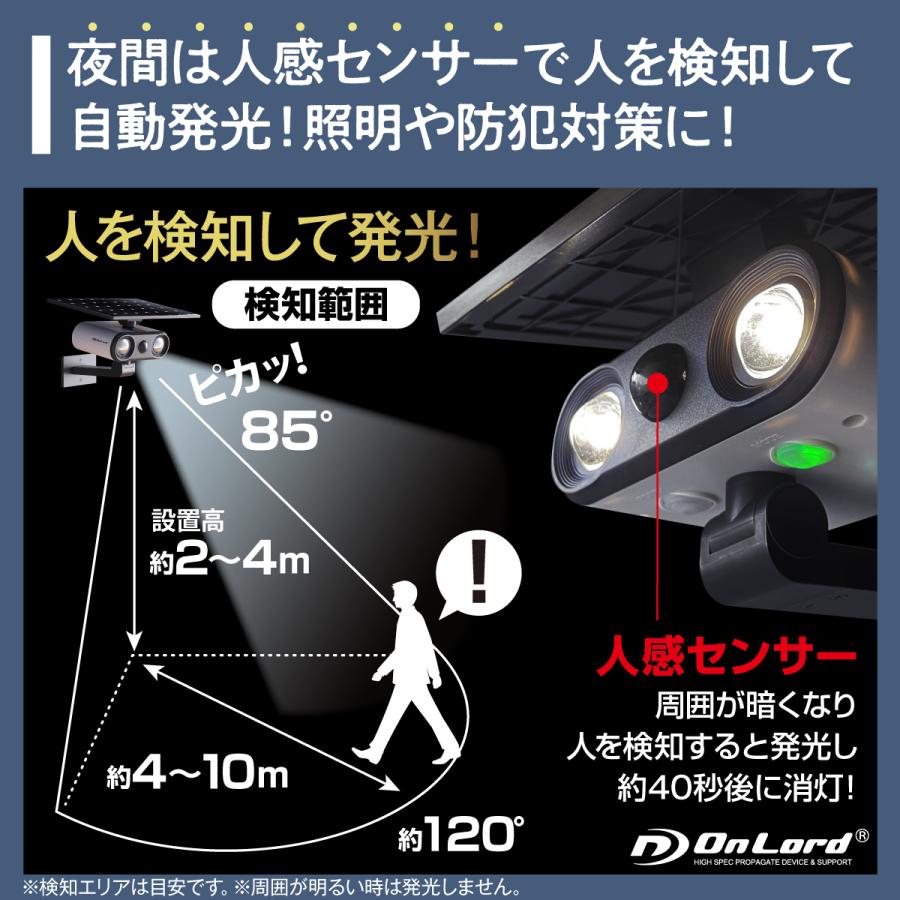 ソーラーライト センサーライト スポットライト 屋外 防水 LED 人感センサー OL-339 ビームズ オンロード(OnLord) : アルバクラブ - 通販 - Yahoo!ショッピング