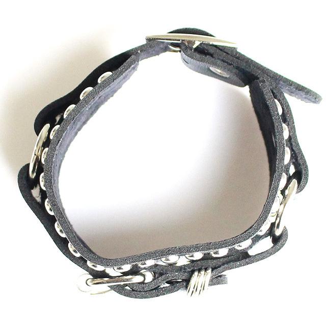 ブレスレット メンズ レディース スタッズ バングル ブラック 黒 レザー 本革 皮革 ロック パンク シンプル モード系 アクセサリー ...