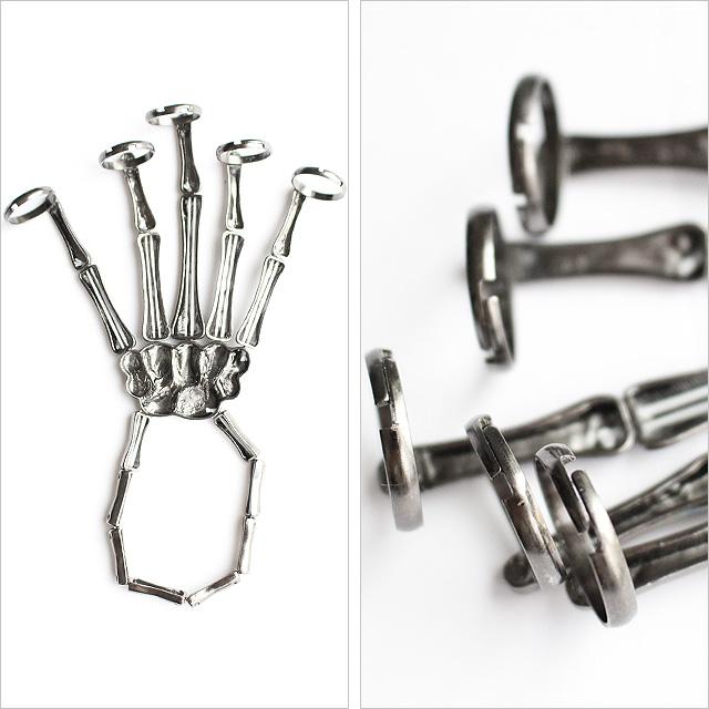 ブレスレット メンズ リング 指輪 スカル 骸骨 ハロウィン コスプレ 衣装 死神 シルバー モチーフ モード系 アクセサリー 中性的 ...