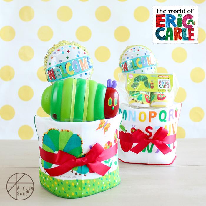 出産祝い おむつケーキ はらぺこあおむし1段 送料無料 名入れ刺繍可能 ガーゼハンカチ B60 : AleppoSouq - 通販 - Yahoo!ショッピング