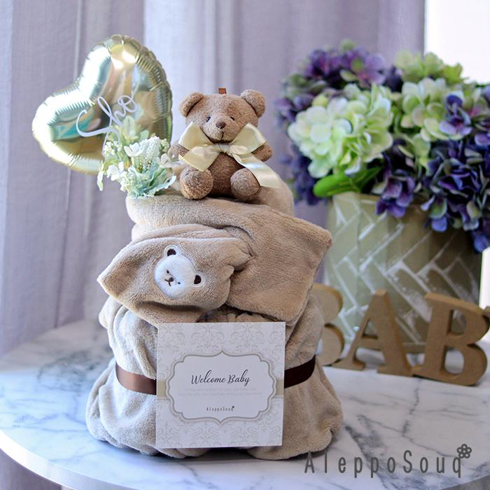 出産祝い おむつケーキ くまちゃんのボアパンツ＆マフラー テディベア 今治タオル B100 : AleppoSouq - 通販 - Yahoo!ショッピング