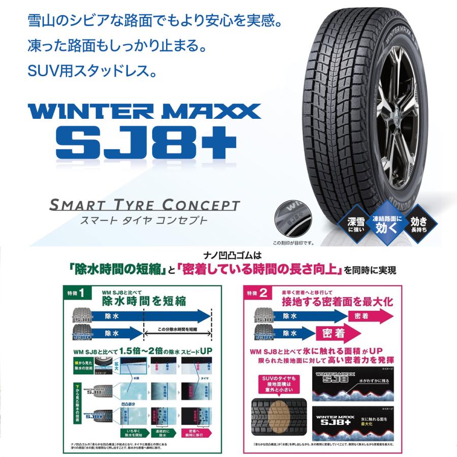 WINTER MAXX SJ8+ 2024年製 クラウンスポーツ専用 235/50R20 ダンロップ 特注日本製 SA-20R 20×8.5J+39 黒 スタッドレスホイール4本セット ...