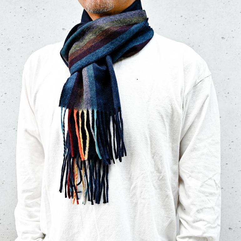 Paul Smith ポールスミス マフラー ブライトストライプ カシミヤ100% 全3色 153G/HS09 男女兼用 刺しゅう名入れ可（工賃別売り） : Alevel(エイレベル ...