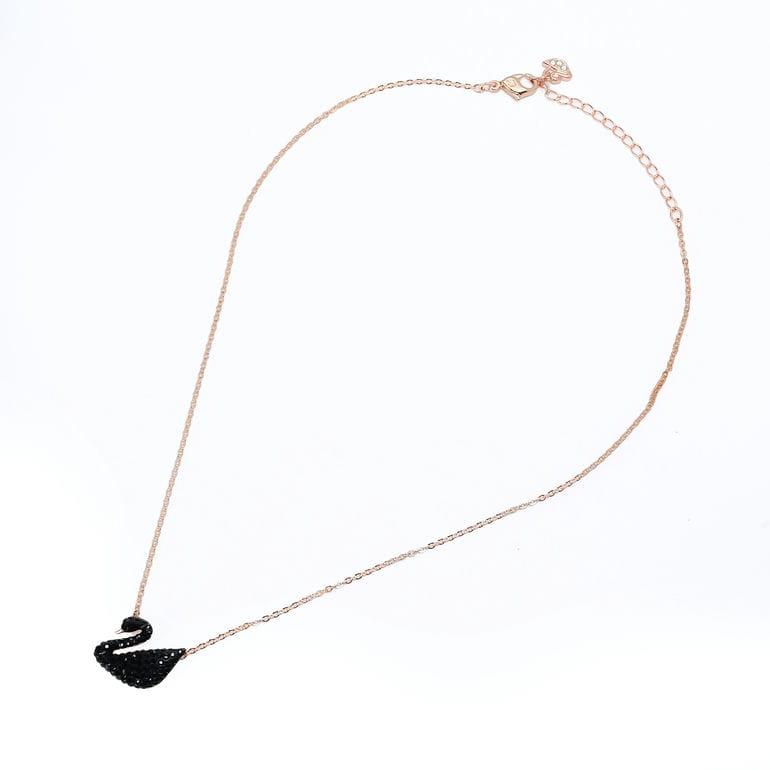 SWAROVSKI スワロフスキー ネックレス Iconic Swan スワン ペンダント ブラック ローズゴールド 5204134 ...