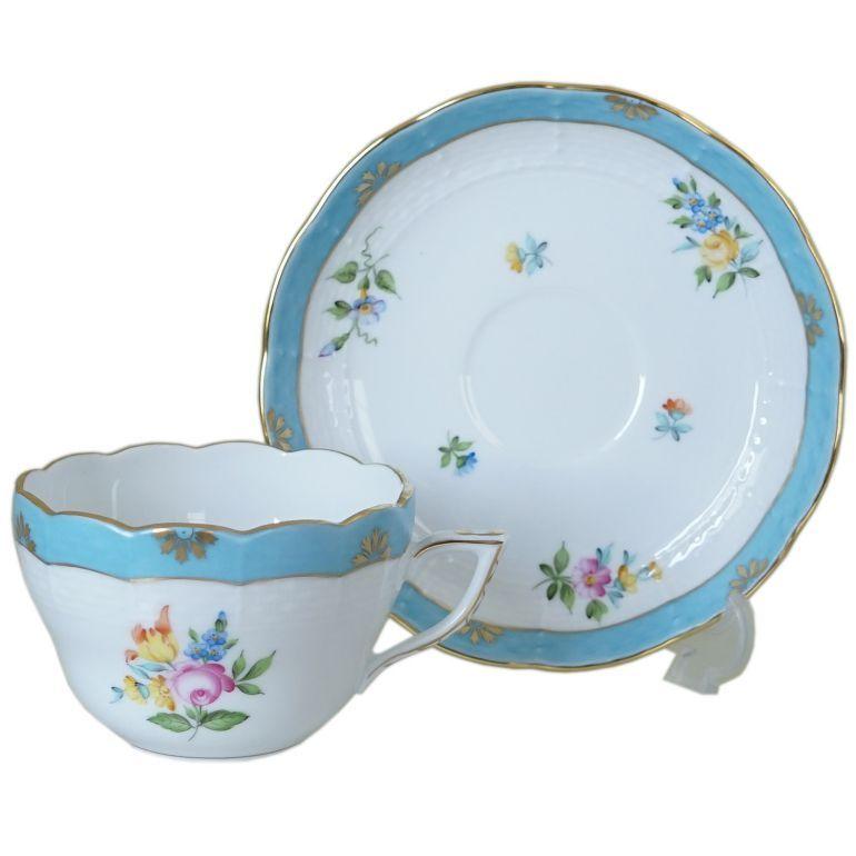ヘレンド ティーカップ&ソーサー ローズチューリップ ブルー 洋食器 200ml 手描き 兼用カップ(ティー コーヒー) 730000 RTFB 20730000-RTFB : 730000 ...
