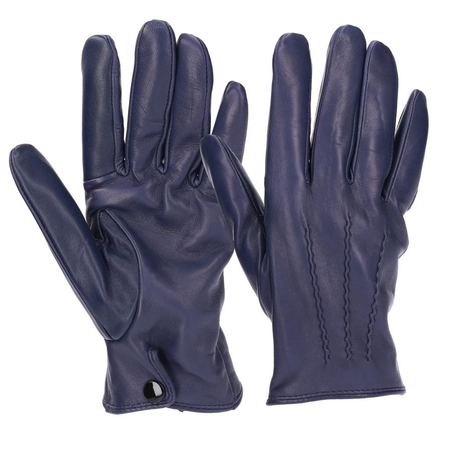 Attivo アッティーヴォ メンズ ネイビー Mサイズ ショートタイプ レザーグローブ 羊革 裏地カシミヤ スマホ対応 男性用 ...