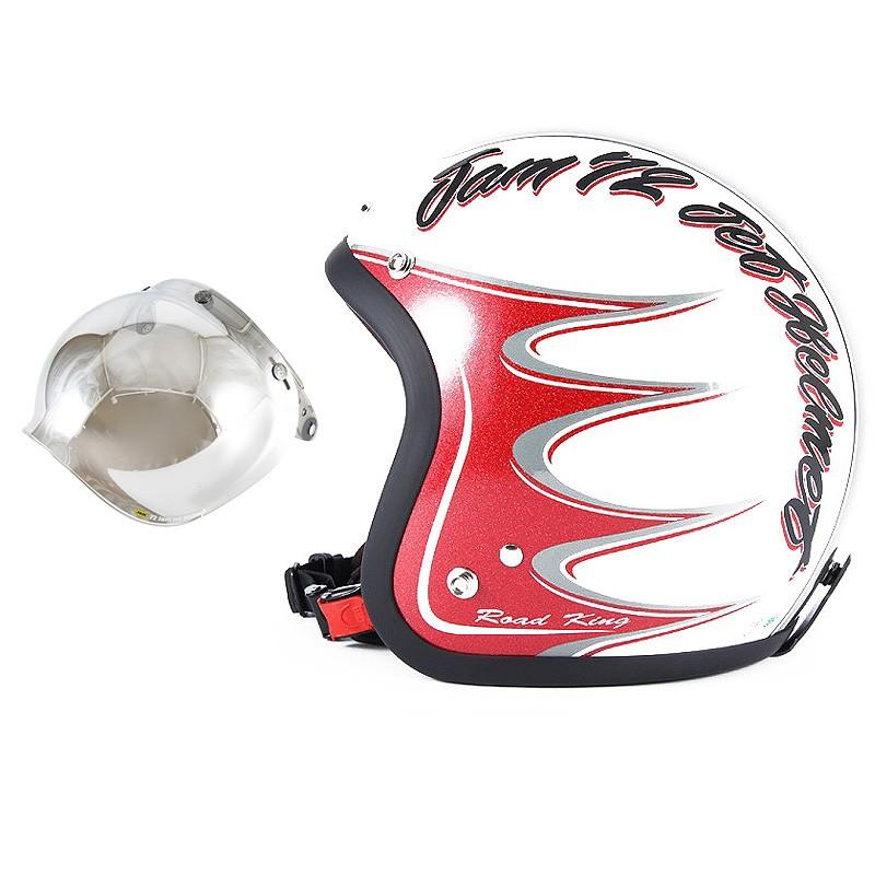 72JAM ジェットヘルメット&シールドセット RODKIN - ホワイト フリーサイズ:57-60cm未満 +開閉式シールド JCBN-02 JJ-08 : アレグレット 手袋 マフラー ...