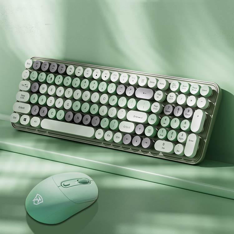 2.4GHz ワイヤレス セット かわいい 円形キー カラフル USB接続 キーボード 無線 静音 2.4Gレシーバー レトロ テンキー ...