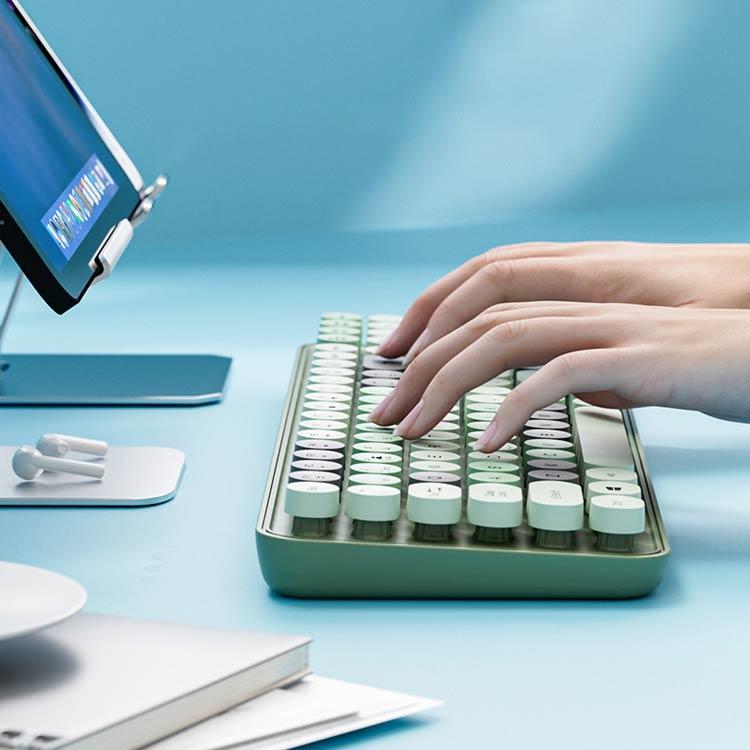 2.4GHz ワイヤレス セット かわいい 円形キー カラフル USB接続 キーボード 無線 静音 2.4Gレシーバー レトロ テンキー ...