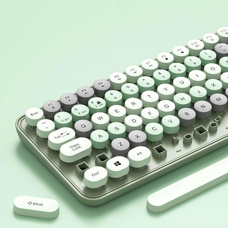 2.4GHz ワイヤレス セット かわいい 円形キー カラフル USB接続 キーボード 無線 静音 2.4Gレシーバー レトロ テンキー ...