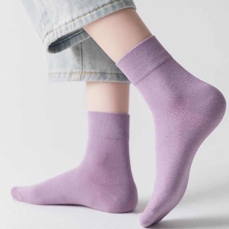 【送料無料】ソックス 接触冷感 5足セット 靴下 クルー丈 レディース 夏用 薄手 メッシュ 黒 白 学生 女子 高校生 スクール 綿 吸汗 ...