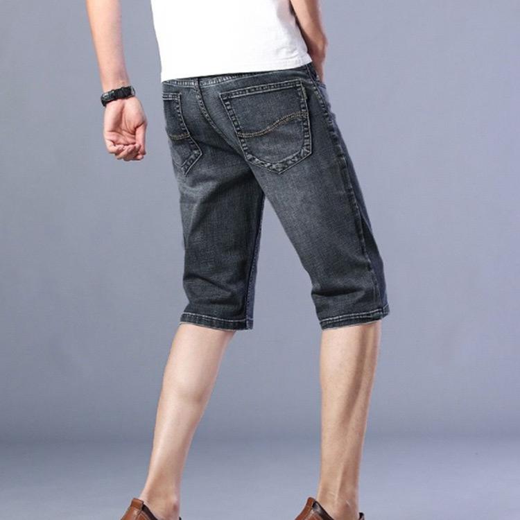 【送料無料】デニムショートパンツ 七分丈 薄手 スリムフィット ストレッチ デニムハーフパンツ メンズ 黒 ゆったり ジーンズ 短パン デニム ...