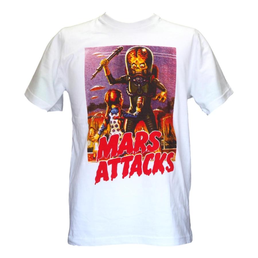 送料無料 マーズアタック Mars Attacks (2) ムービーTシャツ 映画Tシャツ プリントTシャツ バンドTシャツ メンズ レディース 白 ホワイト マーズ アタック : alice ...
