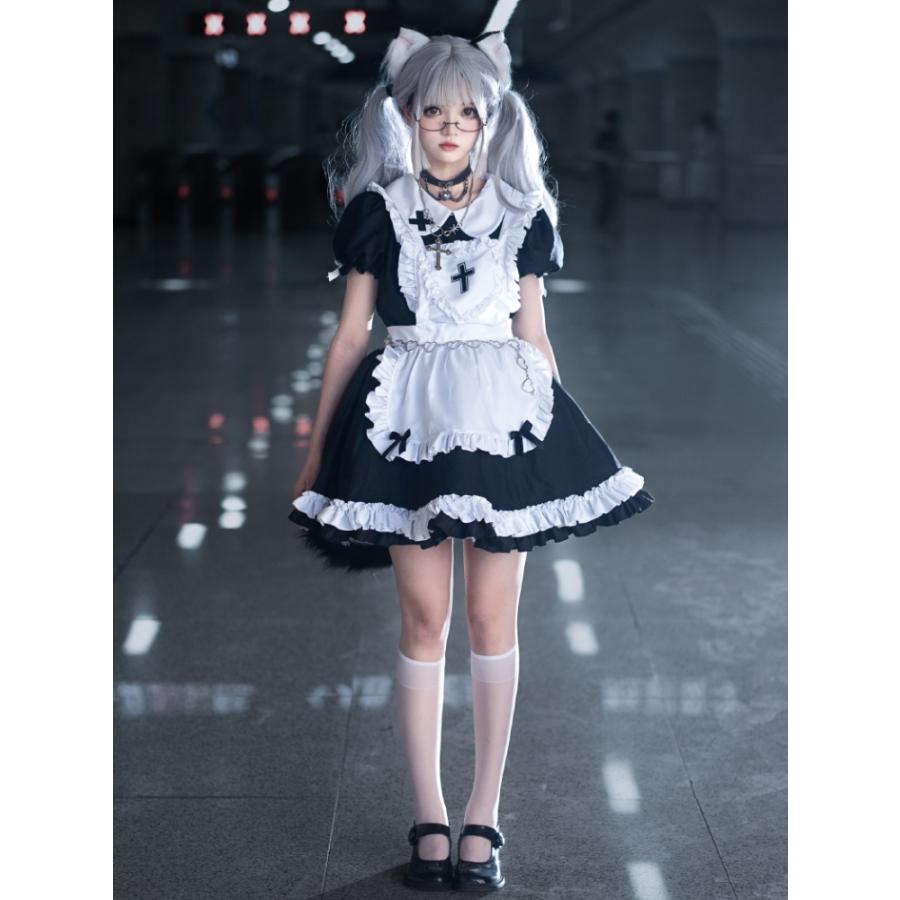 メイド服 ゴスロリ コスプレ セット 十字架 ゴシック系 ロリィタ メイド服 ゴスロリ コスプレ セット 十字架 ゴシック系 ロリィタ