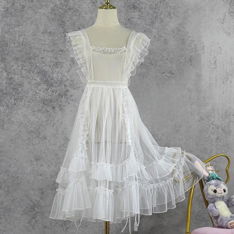 ロリータ オーバースカート エプロン 着丈90cm 華やか ロリータ オーバースカート エプロン 着丈90cm 華やか
