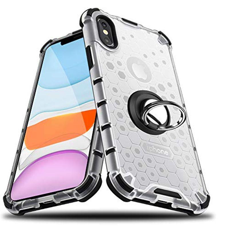 iPhoneX ケース iPhoneXS ケース リング 耐衝撃 衝撃吸収 透明 米軍MIL規格取得 TPU PC リングつき 車載ホルダー :20220812014257-00238 ...
