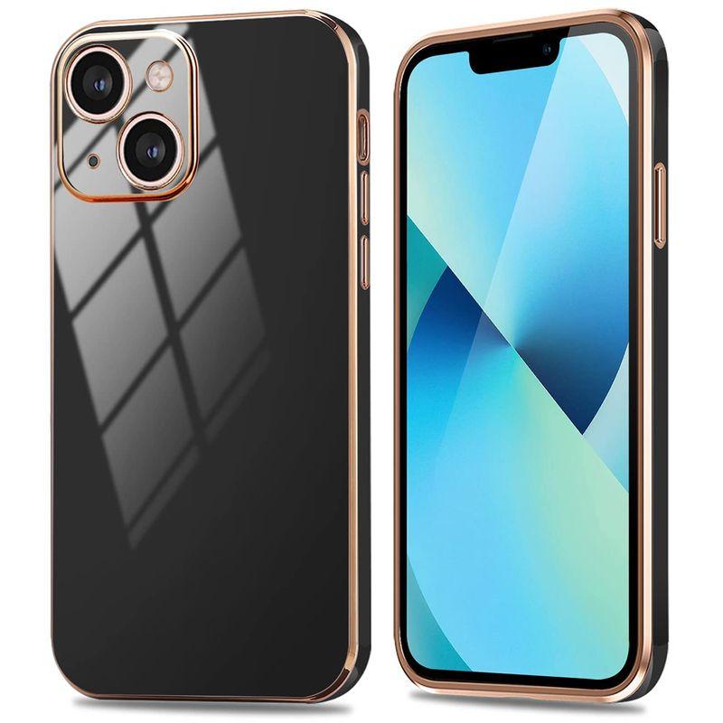 IPhone13 mini ケース 耐衝撃 薄型 カバー アイフォン13mini 全面保護 TPU 軽量 ゴールド シリコン (ブラック) :20230628180005-00366 ...
