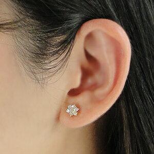 K18YG 0.4ct フラワー ダイヤモンド ピアス ダイヤ 18金 k18 K18YG 0.4ct フラワー ダイヤモンド ピアス ダイヤ 18金 k18