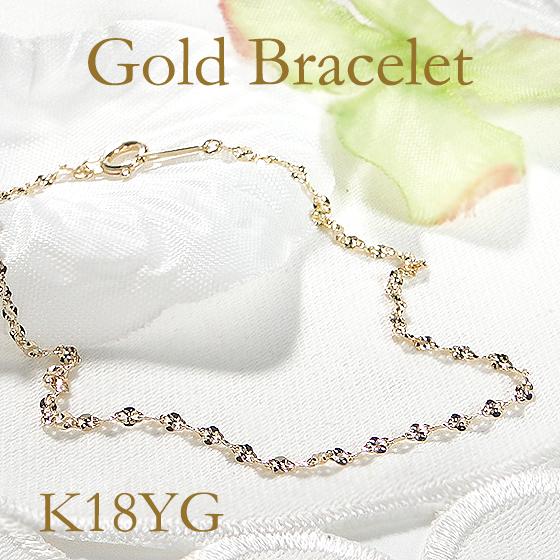 K18YG モーグル 0.3mm 18cm ブレスレット 送料無料 地金 ブレス K18ゴールド 18k 18金 レディース イエローゴールド エクレア チェーン 華奢 AL-0543 ...