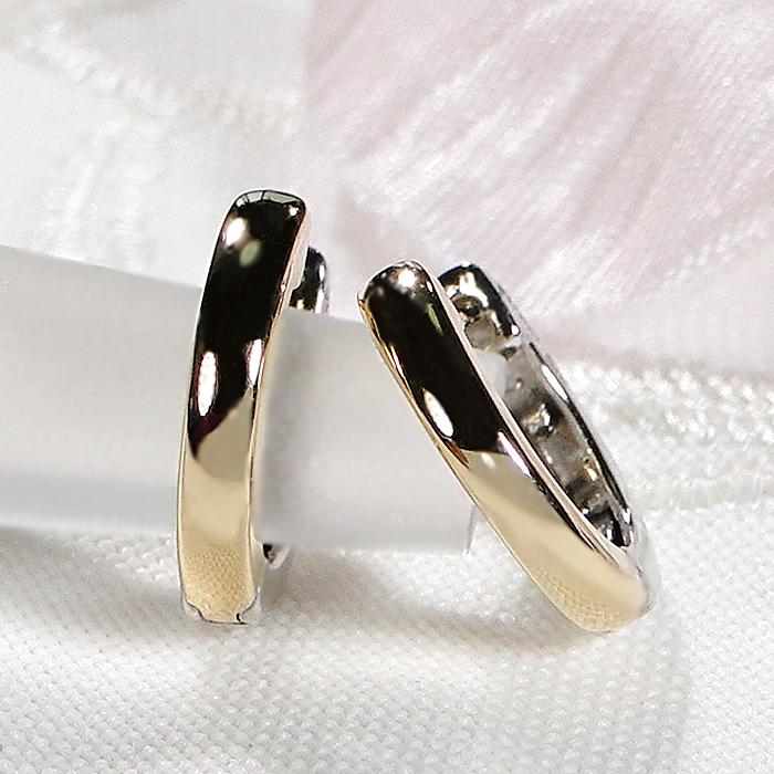 K18 YG Pt900 コンビネーション フープ ピアス 送料無料 18金 ゴールド イエローゴールド プラチナ プレゼント ご褒美 地金 人気 中折れ 2WAY AL-0610 ...