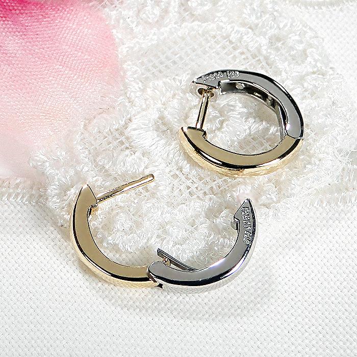 K18 YG Pt900 コンビネーション フープ ピアス 送料無料 18金 ゴールド イエローゴールド プラチナ プレゼント ご褒美 地金 人気 中折れ 2WAY AL-0610 ...