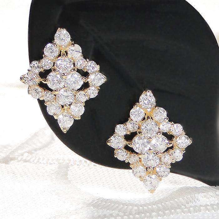 K18YG 0.60ct ダイヤモンド ピアス 送料無料 ダイヤ スタッド 菱型 スクエア 可愛い 人気 18金 0.6カラット イエローゴールド ダイア 0.6ct AL-0627 ...