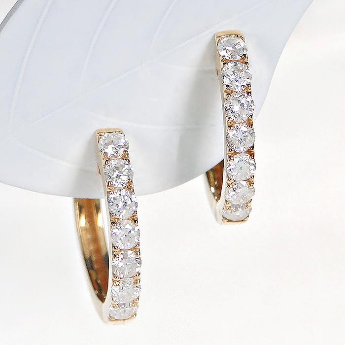 K18 YG ダイヤモンド 0.56ct 中折れ ピアス 送料無料 人気 フープ ダイヤ 18金 イエローゴールド ダイア エタニティ レディース ジュエリー プレゼント AL-0651 ...