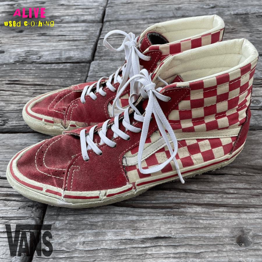 90’s Vans Sk8-hi Red Checkerboard Made in USA／古着｜メンズ｜シューズ : ALIVE-used-clothing - 通販 - Yahoo!ショッピング