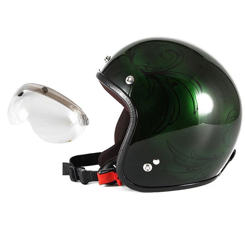 72JAM 女性用ジェットヘルメット&シールドセット Leafレディース - グリーン×ブラック Sサイズ:55-57cm +開閉式シールド APS-03 : ハンドルキング - 通販 ...