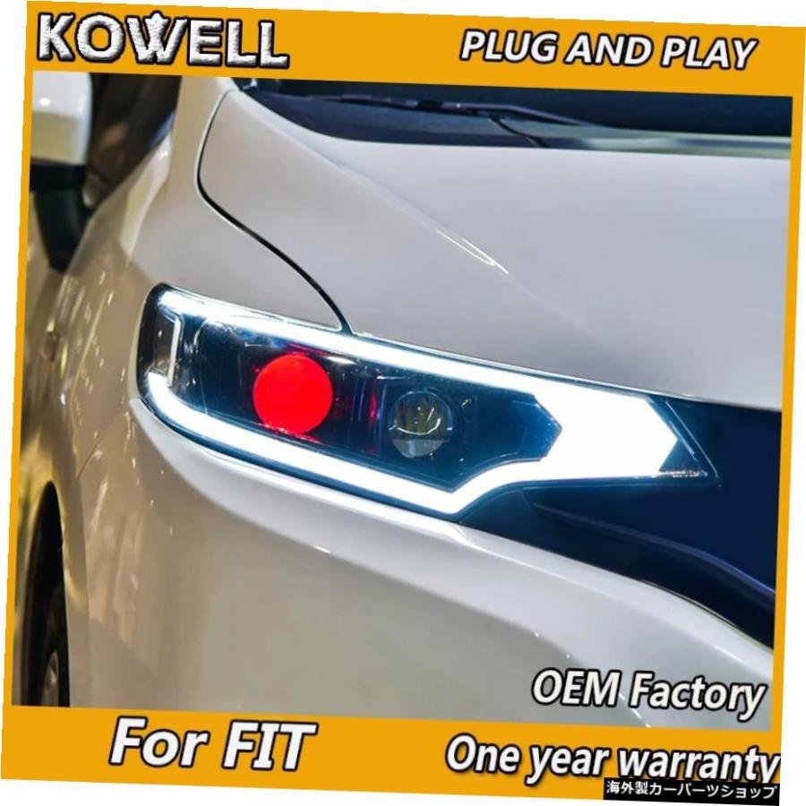 KOWELLカースタイリングヘッドライトHondaFit2016LEDヘッドライトHondaFitヘッドランプLEDデイタイムランニングライト ...