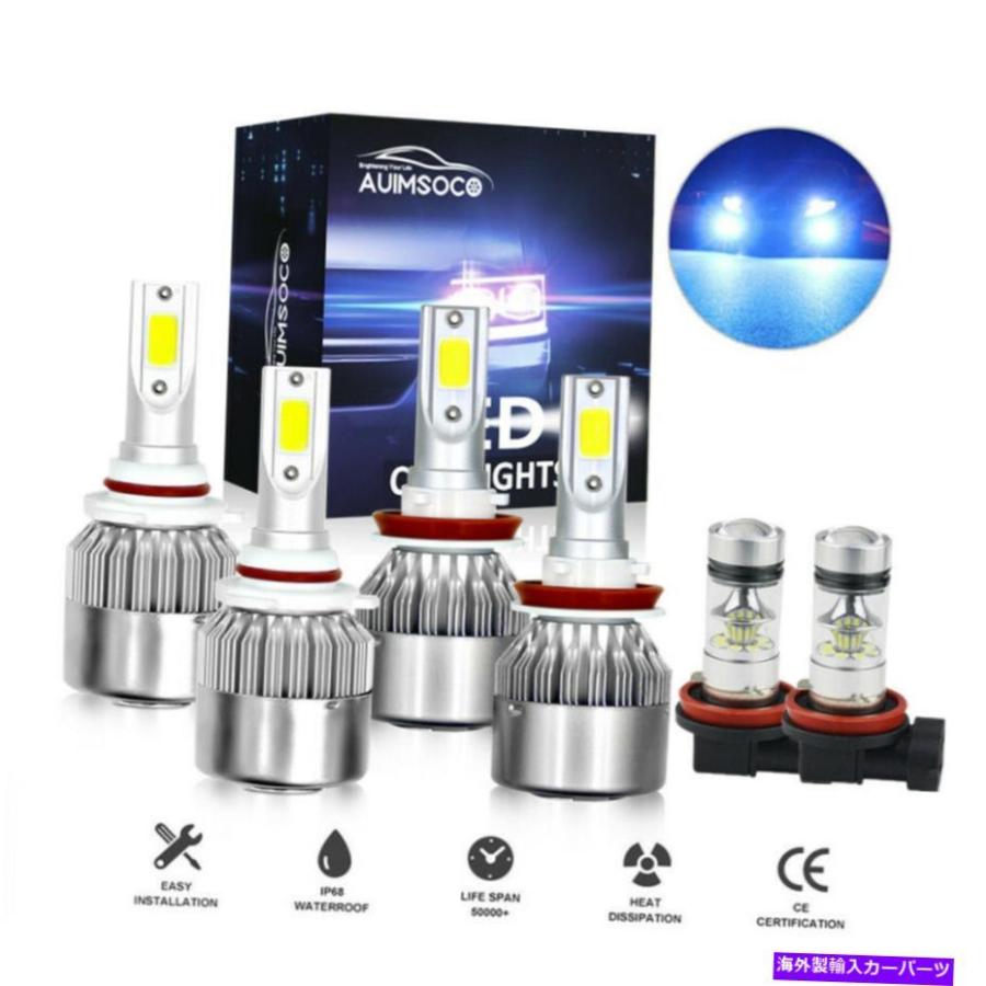 USヘッドライト 日産タイタンのための8000K LEDコンボヘッドライトハイ/ローフォグライト電球キット2017-2020 8000K ...