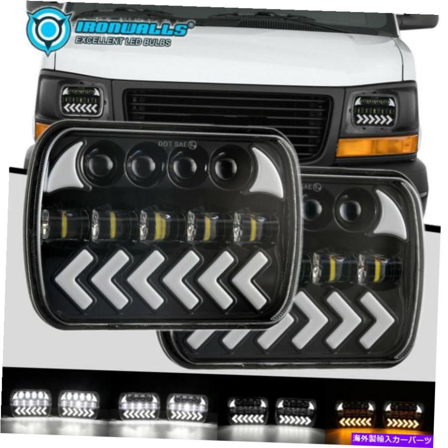 USヘッドライト Chevy Express Cargo Van 1500 2500 3500 Truck 7x6 "5x7" LED ...