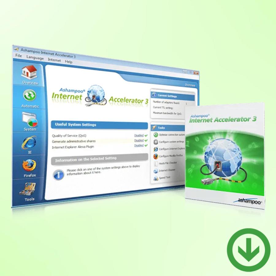 Ashampoo Internet Accelerator 3 [ダウンロード版] / インターネット接続アクセラレーター : ALL KEY ...