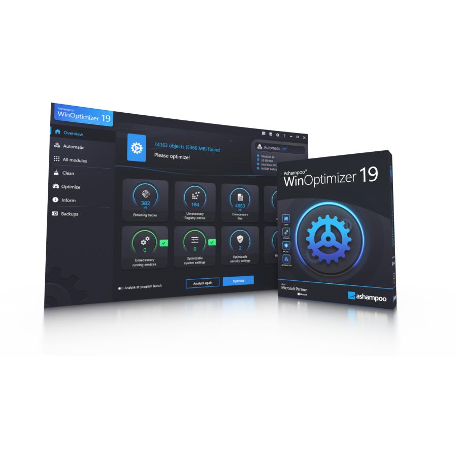 Ashampoo WinOptimizer 19 [ダウンロード版] / 40種以上の便利な機能を搭載したPC高速化＆最適化ソフト : ALL ...