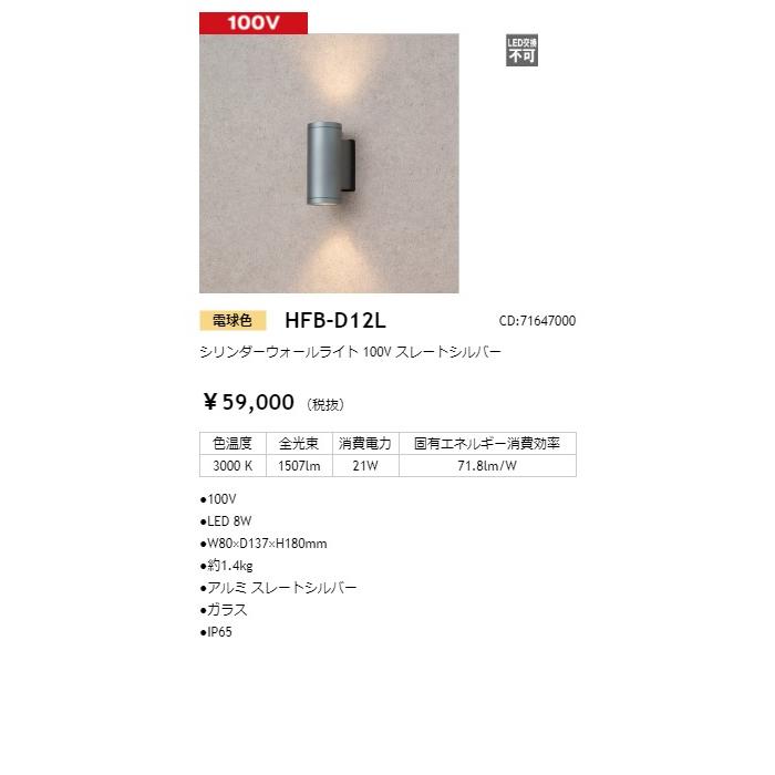 タカショー タカショー シリンダーウォールライト 100V スレートシルバー 光源色:電球色 コード:71647000 HFB-D12L ...