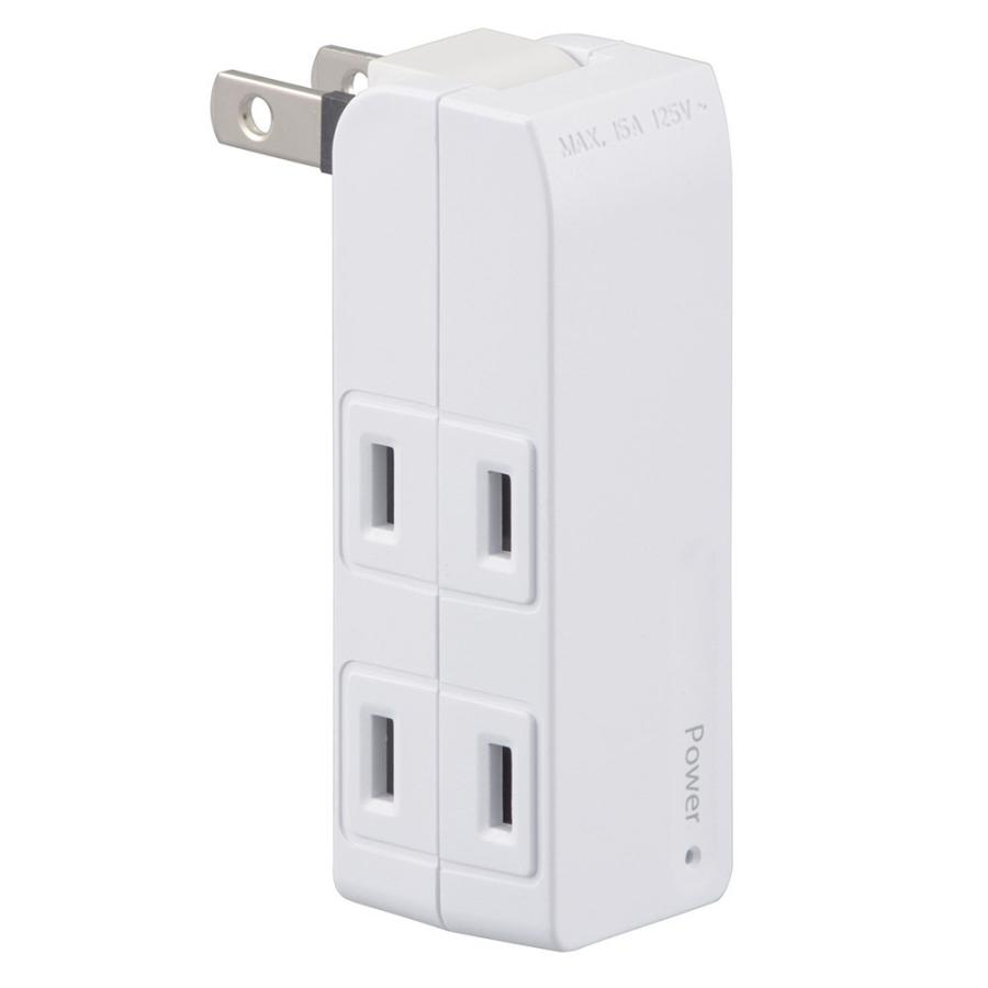 OHM オーム電機 発煙ガードマイクロタップ(4個口/通電表示LED付き白[ホワイト]) HS-TM4HU3-W (00-5440 ...