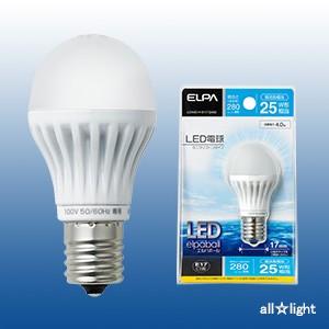 ELPA ELPA エルパボール LED電球 ミニクリプトンタイプ 4.0W 昼光色相当 E17口金 280lm 25W相当 LDA4D-H-E17-G402 ≪特別限定セール！≫ ≪あすつく ...