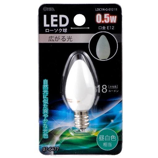 OHM オーム電機 LED電球 装飾用 LEDローソク球 C7 ホワイト(白) 0.5W 18lm 昼白色 E12 LDC1N-G-E12 11 (07-6477) : オールライト ...