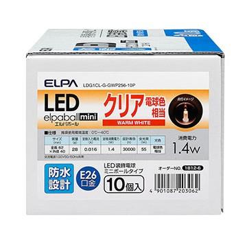ELPA ELPA エルパボール LED電球 ミニボールタイプ サイン球 直径40mm(G40) 1.4W クリア 電球色相当 E26口金 防水設計 [10個入り] LDG1CL-G ...