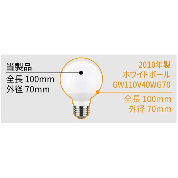 TOSHIBA 東芝 LED電球 ボール電球形 広配光タイプ(約180°) 電球色 G70(外径70mm) E26口金 全光束410lm 40W形相当 LDG4L-G/G70/40W/2 ...