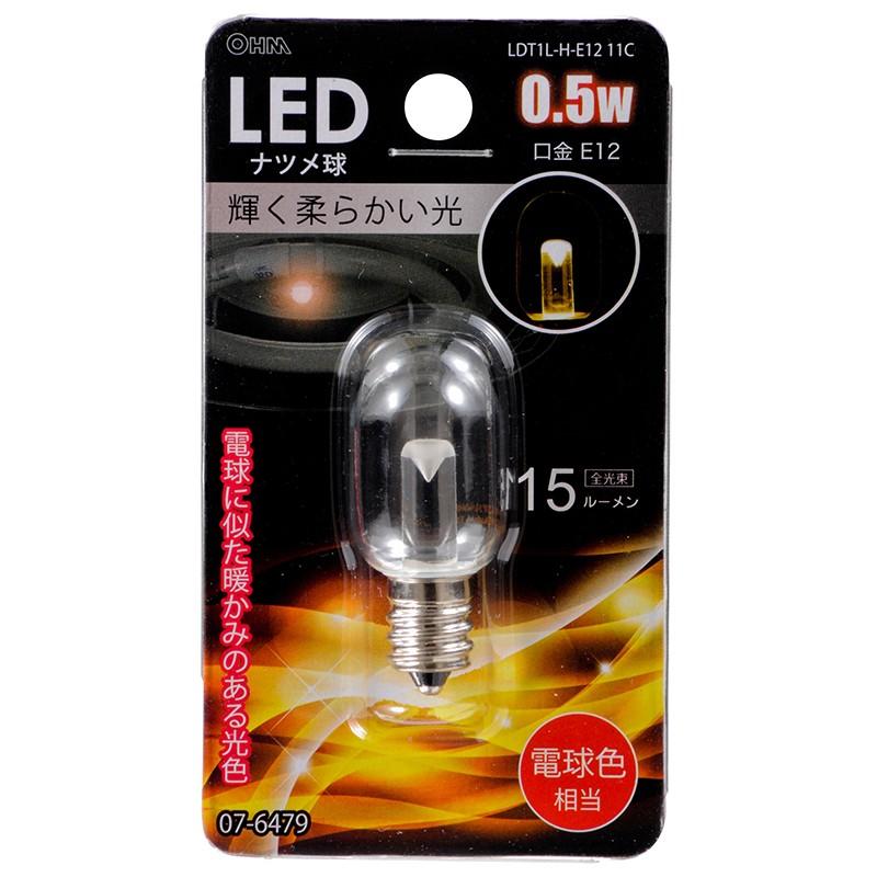 OHM オーム電機 LED電球 装飾用 LEDナツメ球 T20 クリア(透明) 15lm 0.5W 電球色 E12 LDT1L-H-E12 11C (07-6479) : オールライト ...