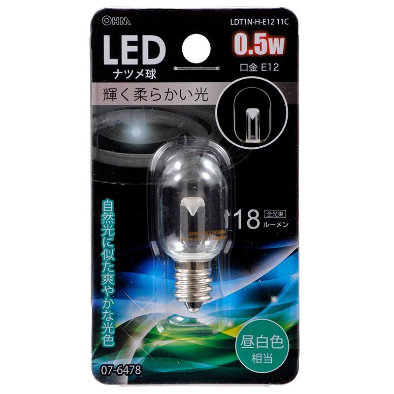 オーム電機 LED電球 装飾用 LEDナツメ球 T20 クリア(透明) 18lm 0.5W 昼白色 E12 LDT1N-H-E12 11C (07-6478) :LDT1NHE1211C ...