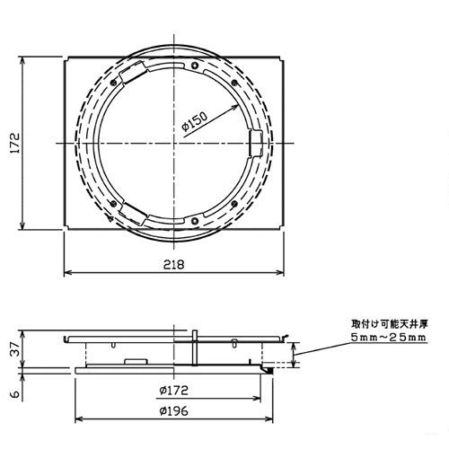 TOSHIBA 東芝 リニューアルプレート 軒下ダウンライト用 既設埋込穴Φ175用 LEDX-259017 : オールライト Yahoo!店 - 通販 - Yahoo!ショッピング
